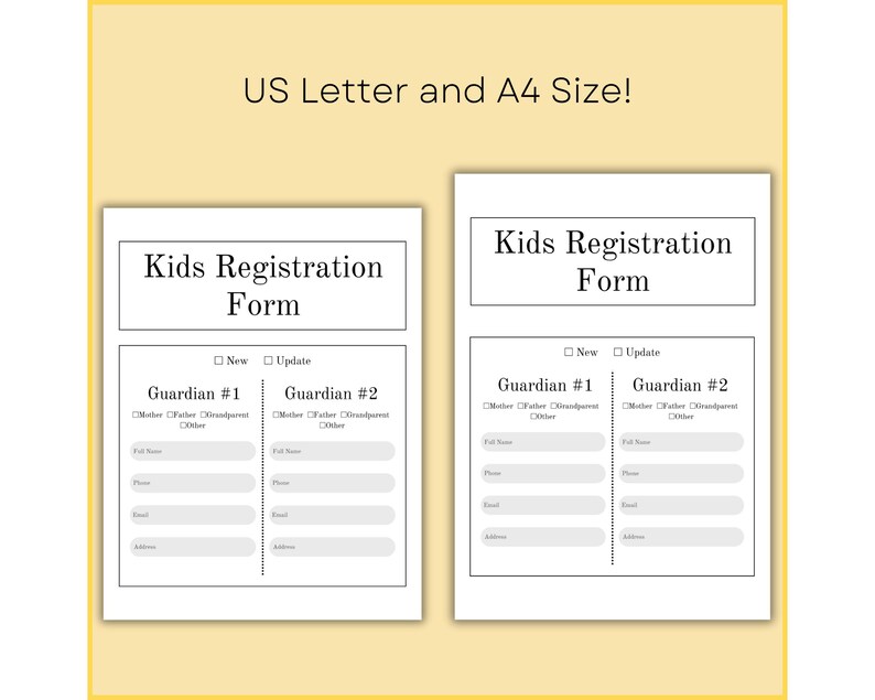 Simple Registration Form | Kids, Children, Teens | Camp, Events, Sports ...
