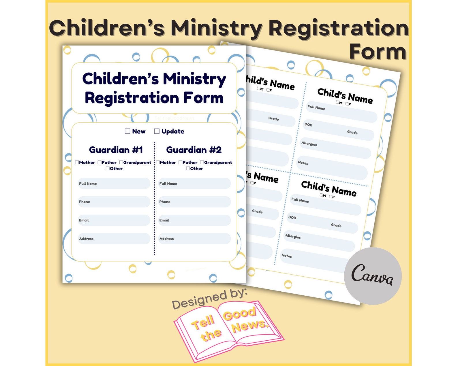 Children's Ministry Registration Form | Church Ministry Flyer | Kid's ...