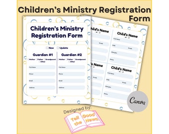 Children's Ministry Registration Form | Church Ministry Flyer | Kid's ...
