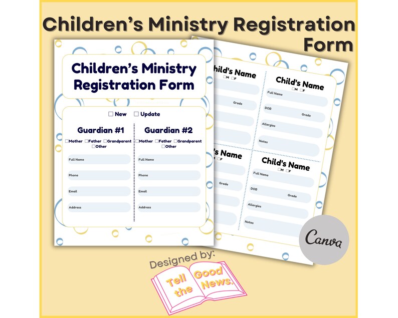 Children's Ministry Registration Form | Church Ministry Flyer | Kid's ...