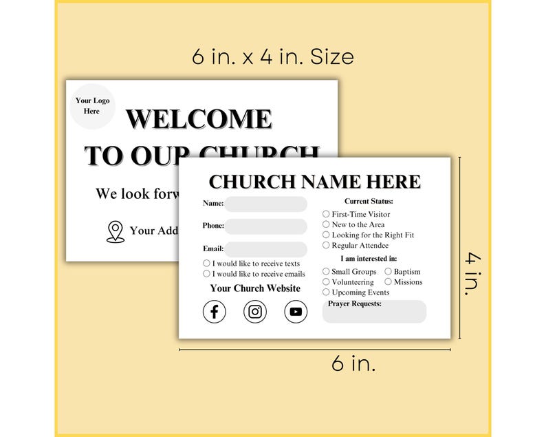 Simple Church Connection Card 6 in X 4 In. | Ministry Information ...