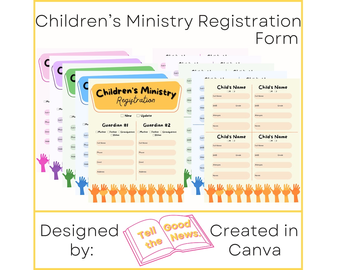 Children's Ministry Registration Form, Editable Church Ministry Flyer ...
