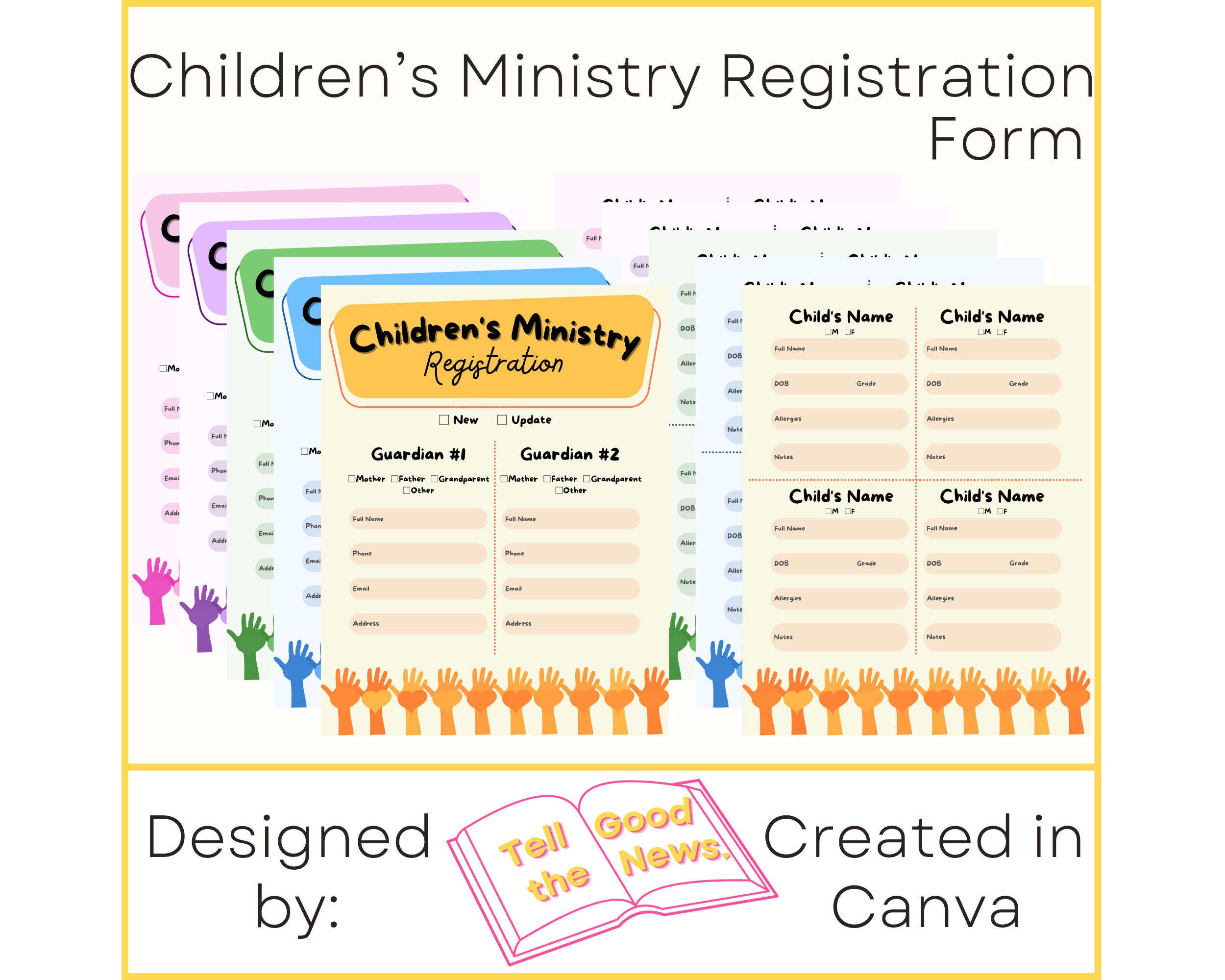 Children's Ministry Registration Form, Editable Church Ministry Flyer ...