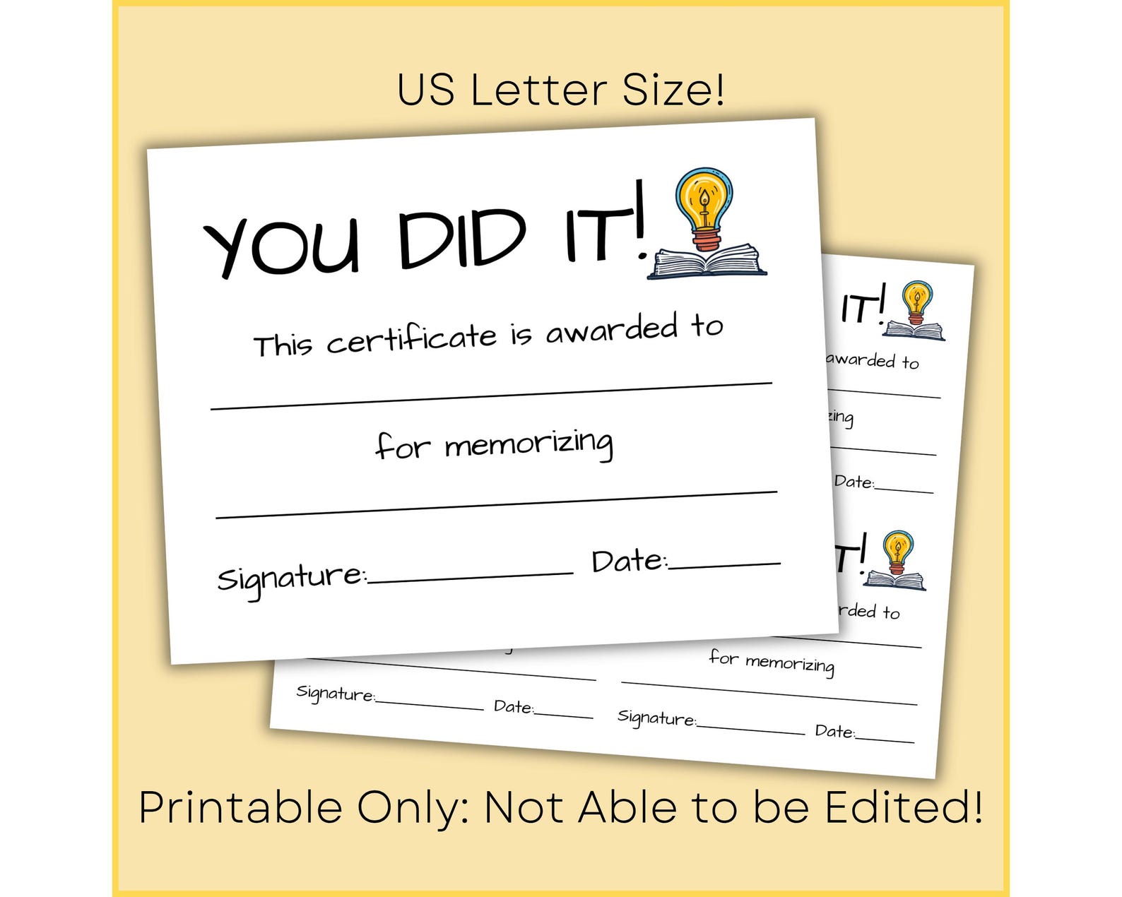 You Did It! Memorization Certificates | School Teacher Student ...