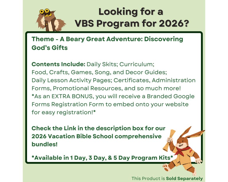 Vacation Bible School Forms Bundle of 10 | VBS Sign-up Registration ...