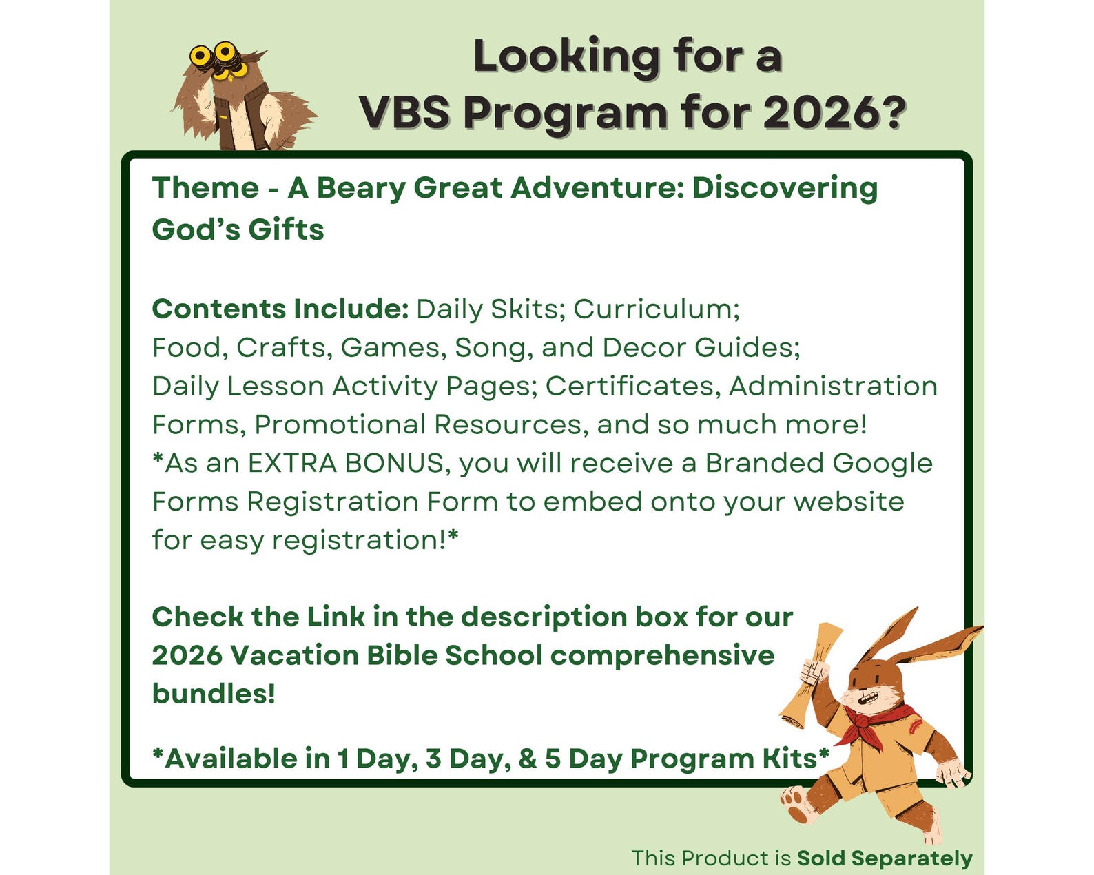 Vacation Bible School Registration Form | VBS Sign-up Form Sheet ...