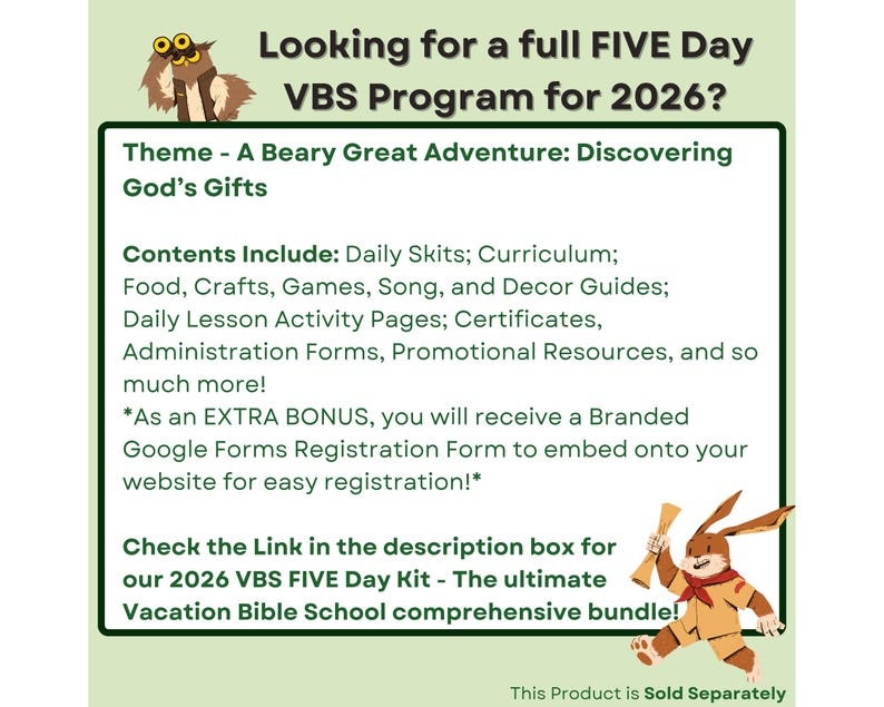 Vacation Bible School Registration Form | VBS Sign-up Form Sheet ...