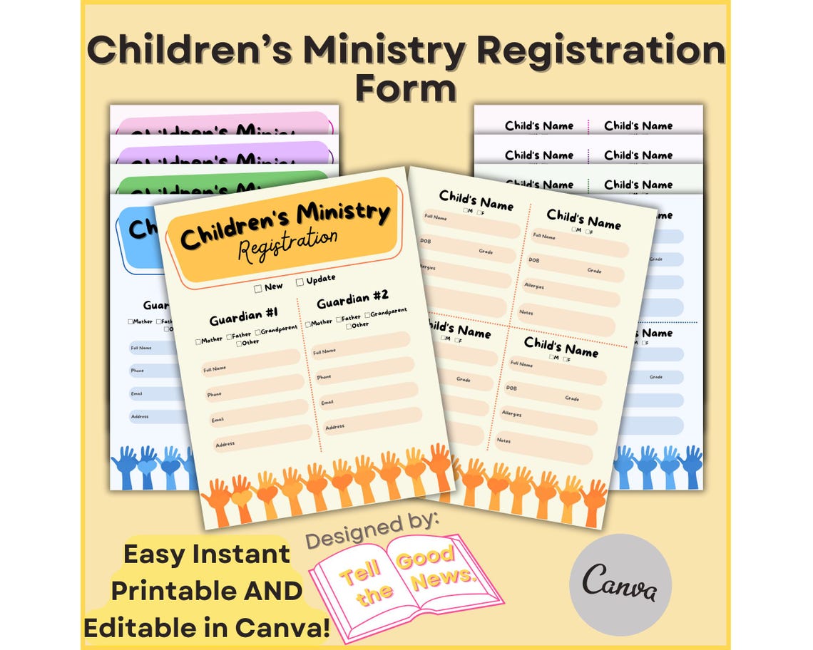 Children's Ministry Registration Form | Church Ministry Flyer | Kids ...