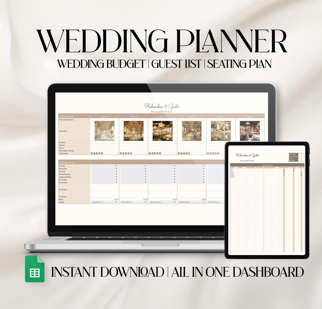 Digital Wedding Planner Excel Spreadsheet | Wedding Planning Template ...