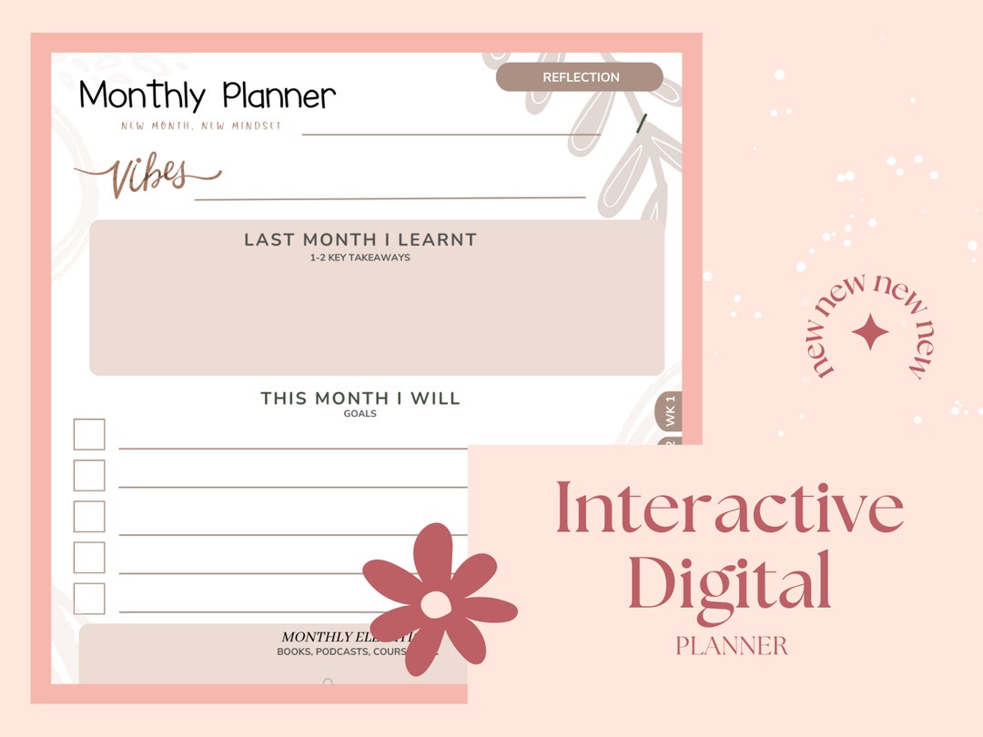 Interactive Daily, Weekly, Monthly Digital Planner - Clickable Planner ...
