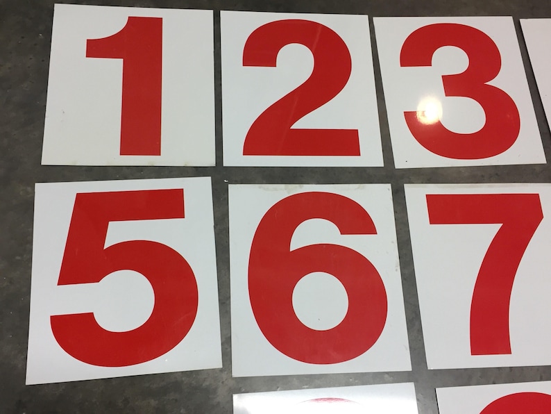 Vintage Metal Gas Station Sign Numbers Red White Double Sided Lucky ...