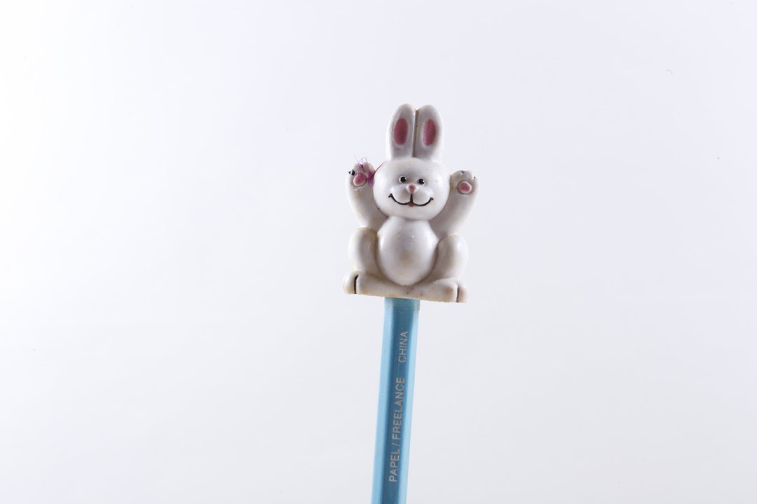 White Rabbit Pencil Topper Papel 90s Blue Pencil Pencil Top Love Bunny ...