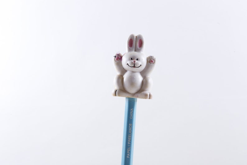 White Rabbit Pencil Topper Papel 90s Blue Pencil Pencil Top - Etsy