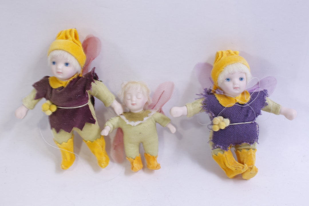 Cute Flower Fairies Dolls, Set of Three, Ornaments, Miniature ...