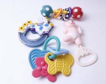 The First Years 1993 Vintage Baby Toy Red Blue Ball Rattle with Yellow ...