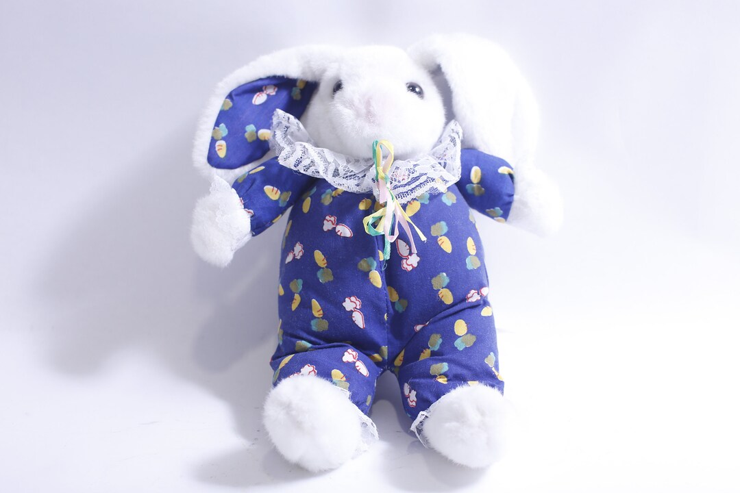 Kellytoy Playpet, Easter Bunny, Plush, Rabbit, White Fur, Blue Costume ...