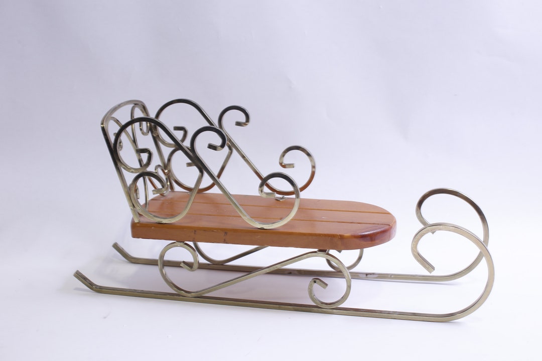 Brass Doll Sled, 16" Long, Vintage, Miniature, Collectible, Winter ...