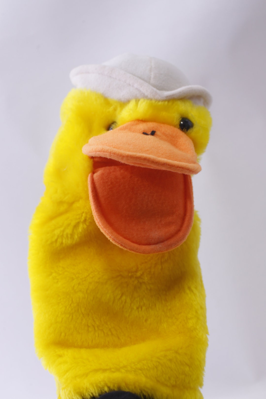 Yellow Duck in White Hat, Hand Puppet, 11", Soft Toy, Imaginative Play ...