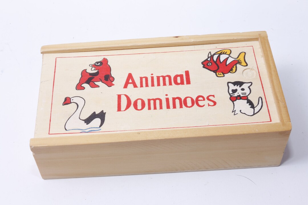 Animal Dominoes, Board Game, Wooden Box, Pets, Farm Animals, Fun ...