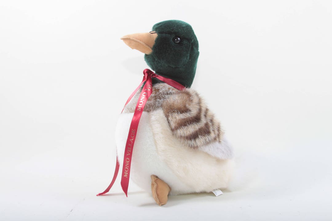 Adorable Fuzzy Duck Vintage Plush Toy Stuffed Soft Green Head Brown ...