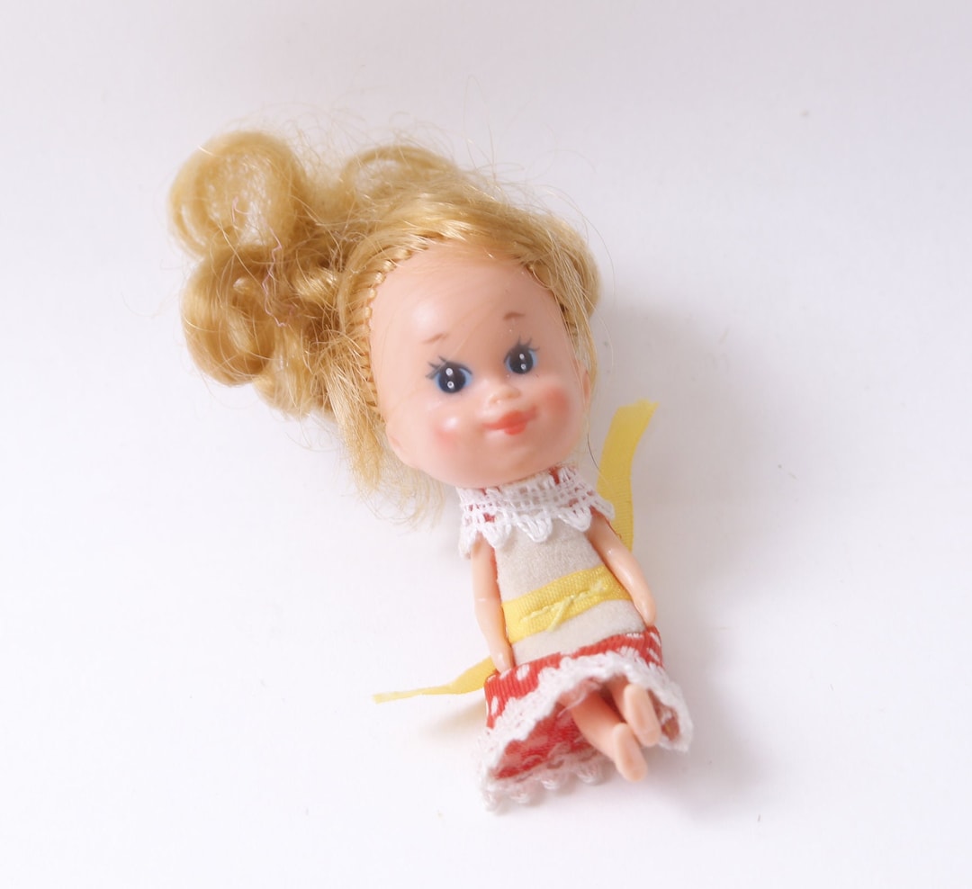1980, MI Doll, Girl, Tiny, Dressed, Big Head, Red Polka Dot Dress ...