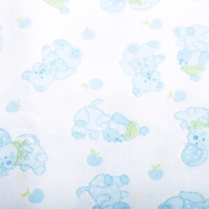Vintage Nursery Fabric Sheet Blue Bunnies Cute Print Home Bed Linen ...