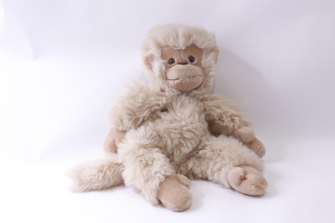 80s Mungo, Light Brown, Tan Plush Monkey, Russ Berrie, Furry, Stuffed ...