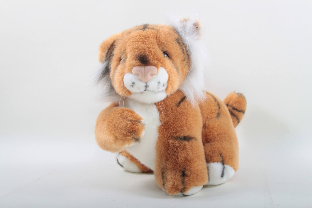 Large Chunky Tiger Plush Toy Vintage Stuffed Animal Cute Wild Cat Brown ...