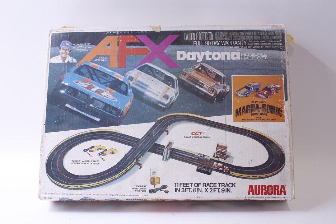 AFX Daytona Ho Scale Race Set, Electric Toy, 1978, Aurora, Vintage ...