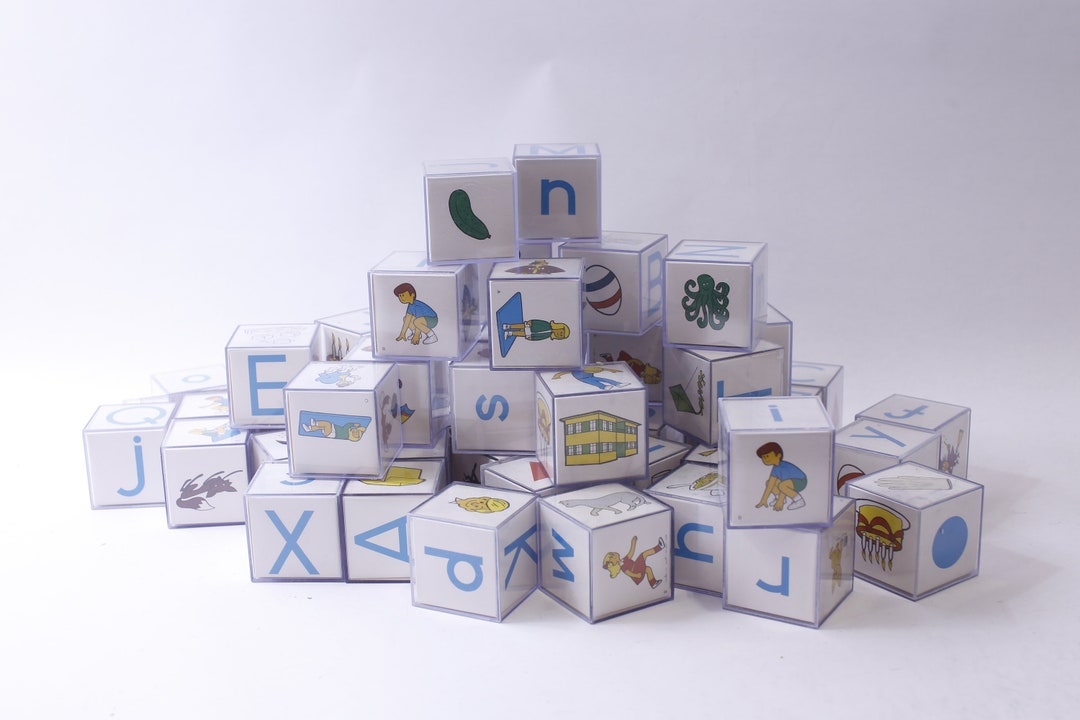 Collectible Vintage White Letter Blocks, Toy Set, Alphabet, Educational ...