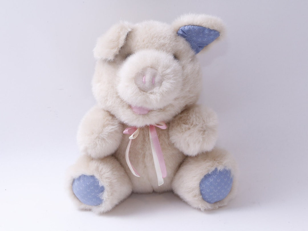 Piggy, Beige, Pig, Sitting, Bow Ribbon, Adorable, 10", Soft, Plush, Toy ...