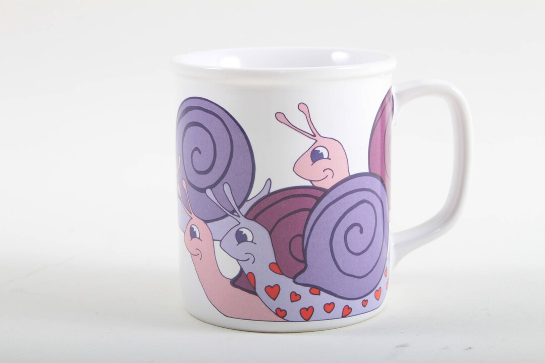 Vintage Hayashi Designer Mug White Ceramic Drinking Cup Pink Purple ...