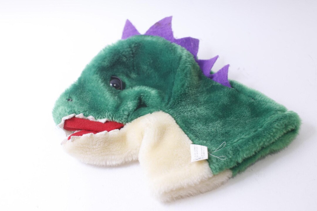 90s, Geppetto Toys, Dragon, Puppet, Green, Small Plush, Vintage, Soft ...