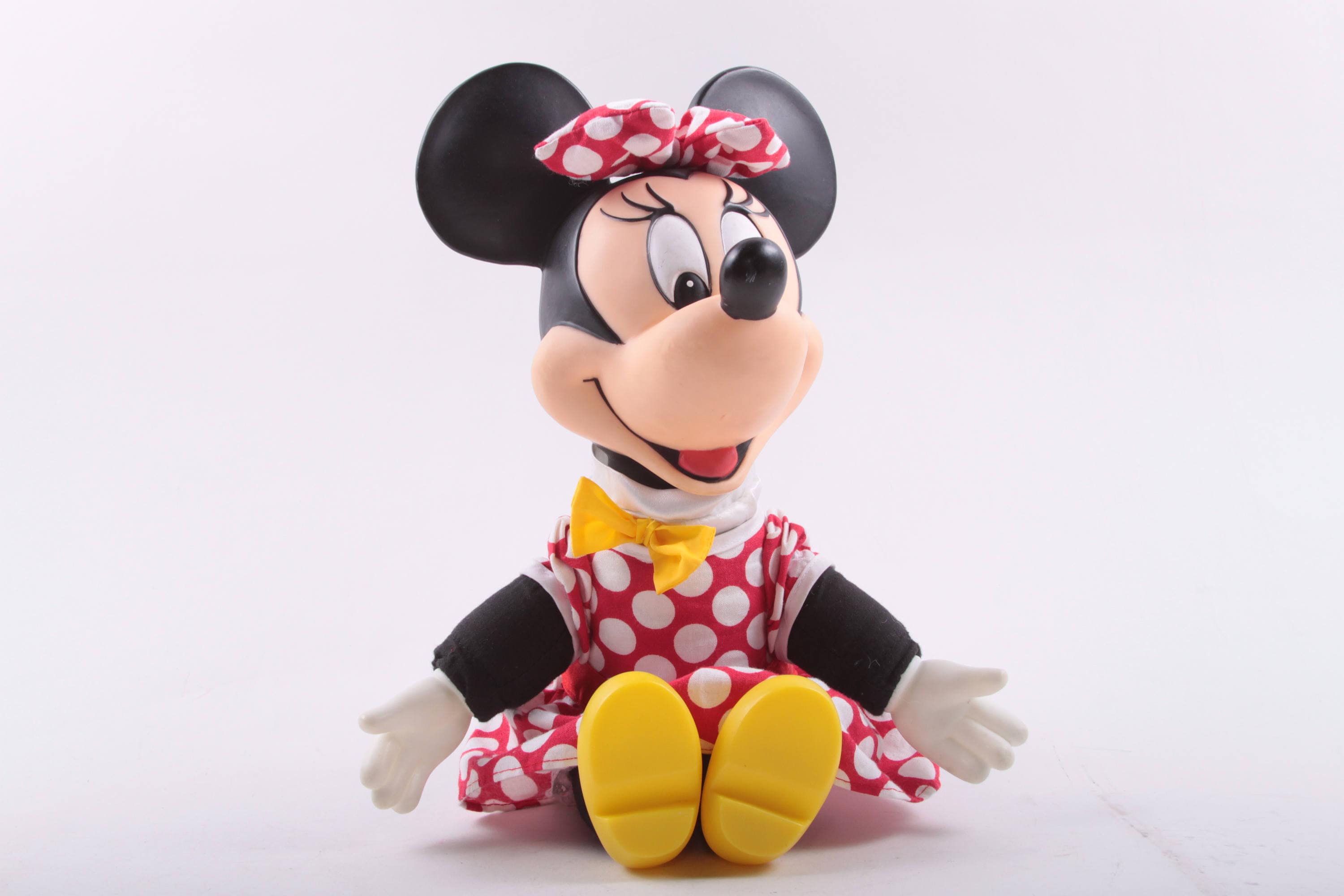 Vintage Disney Minnie Mouse Doll, 1980's, Red Dress, Polka Dot, Yellow ...