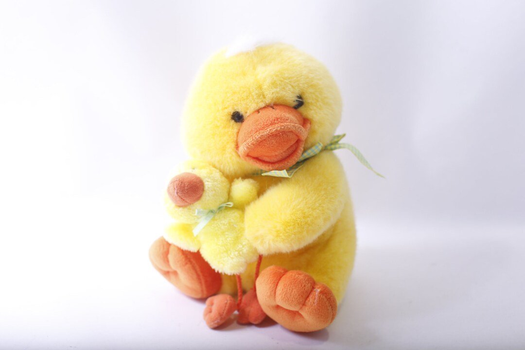 Easter Yellow Duckling With Baby Chick, Plush, Adorable, Stuffed Animal ...