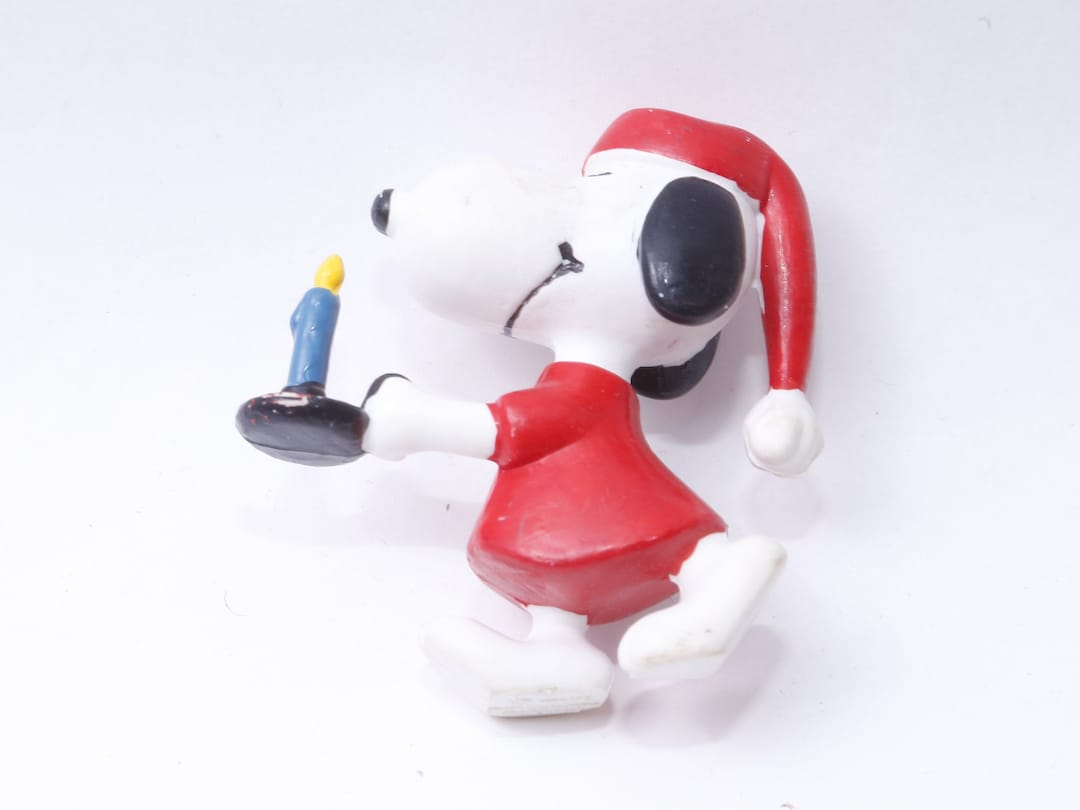 70s Peanuts, Snoopy With Candle in Red Pajamas, 2 1/2", PVC, Figure ...