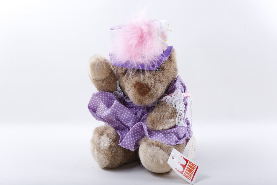 Kamar, Rare, Prototype, Sample, Dressed Bear, Purple Dress, Hat, No ...