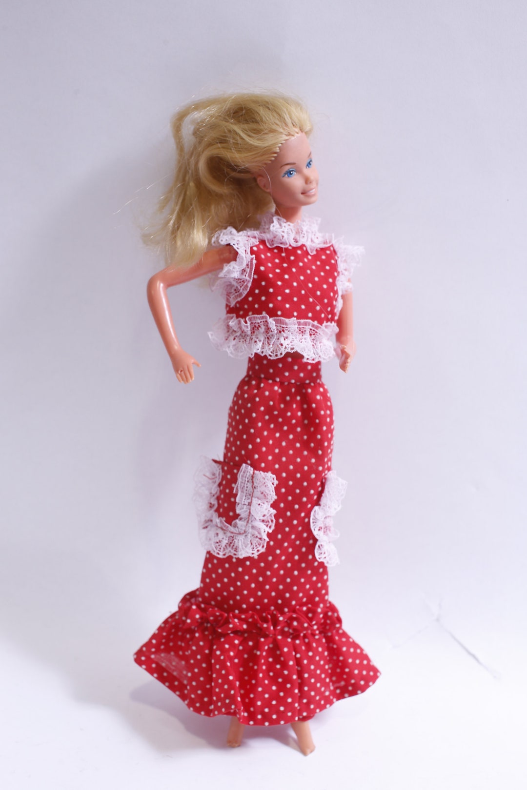 Barbie Doll 1970s Bent Arms Dressed Long Red Polka Dot - Etsy