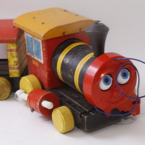 Fisher Price, Huffy Puffy, Wooden Train, Toy, Set, Vehicle, Antique ...
