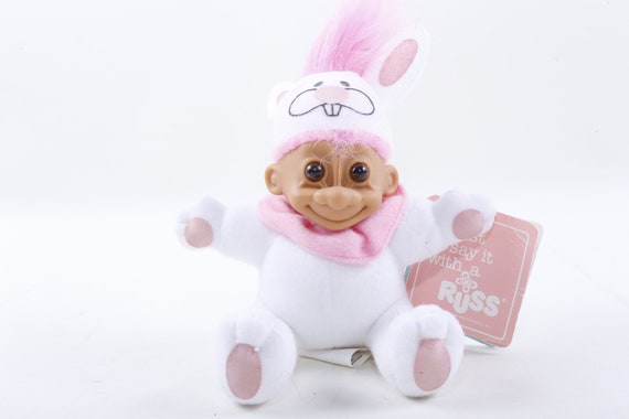 Russ Vintage Russ Troll Bunny Plastic Toy White Costume Rabbit | Etsy