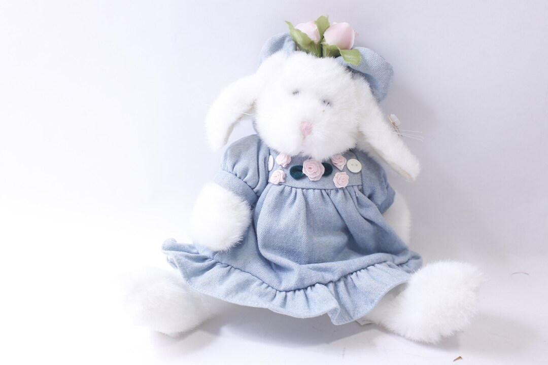 Penelope, White Plush Rabbit in Blue Floral Dress, Papel Giftware, Soft ...