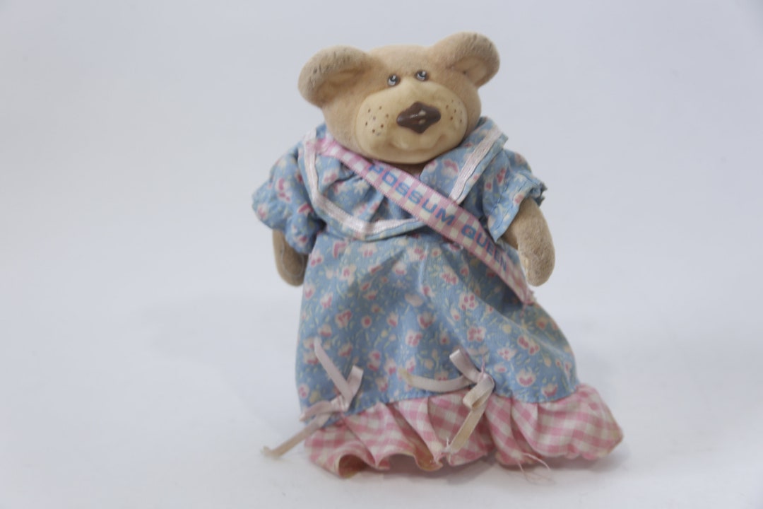 Furskins, Possum Queen, Bear, Flocked Figure, Soft, Toy, Blue Dress ...