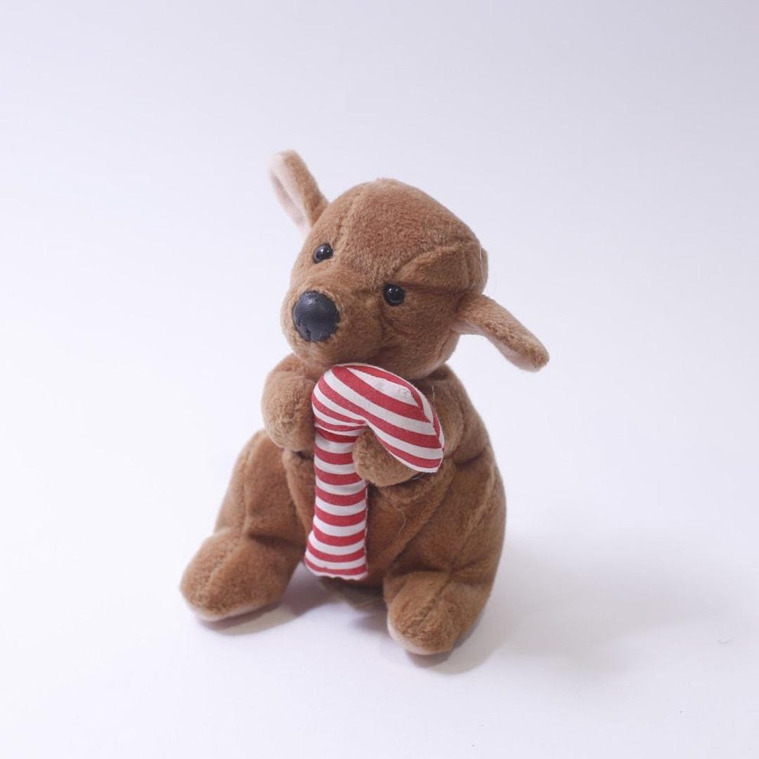 204K, Beanie, Bopper, Kangaroo With Candy, Cane, Christmas Small Plush ...