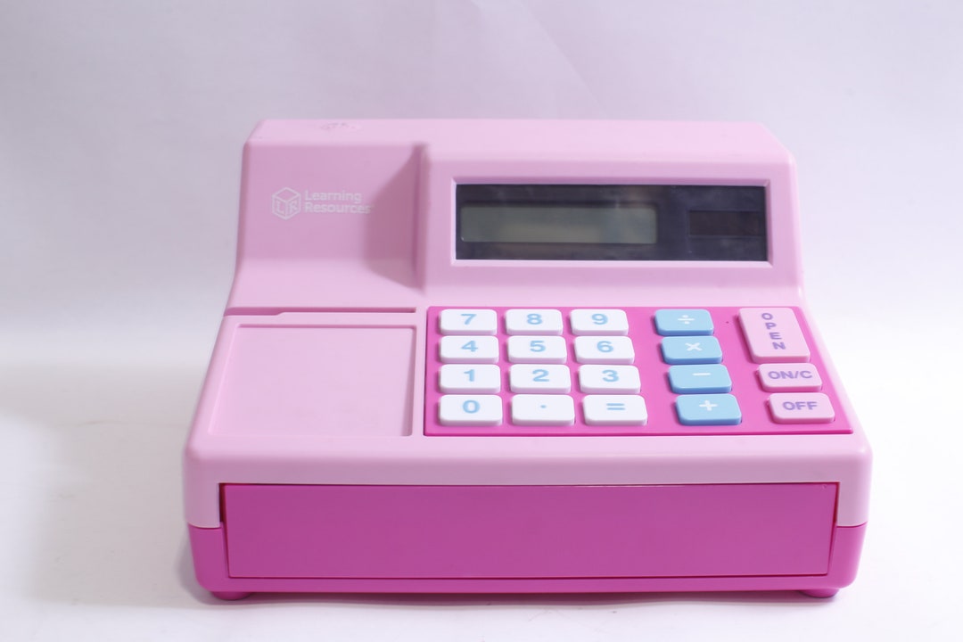 Learning Resources, Pink Cash Register, Working, Calculator, Pretend ...