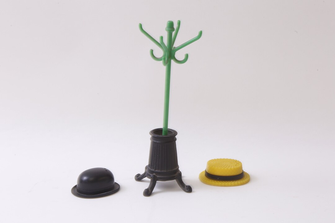 Hat Rack Coat Hanger, Hats, Dollhouse Miniature, Salt and Pepper Shaker ...