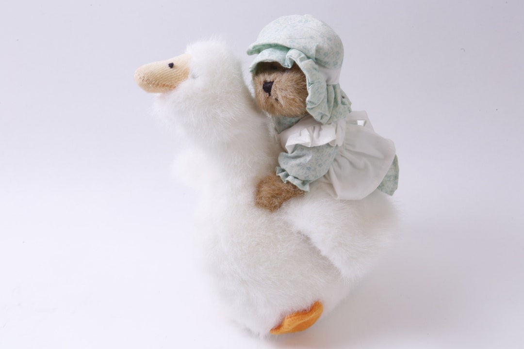 Boyds Bears Mother Goose, White Goose With Teddy Bear on Back, Plush ...