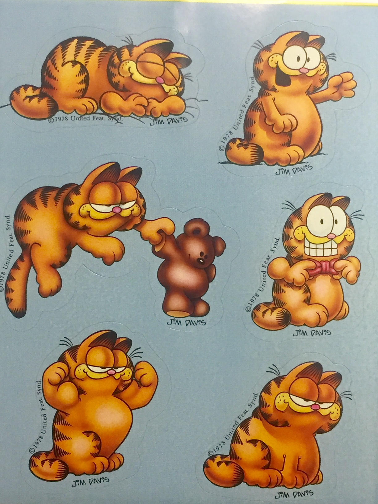 Garfield 80s azul Vintage single sticker Sheet 1980's | Etsy