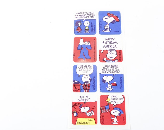 Peanuts Characters Snoopy Single Sticker Sheet 4th of July Bill of ...
