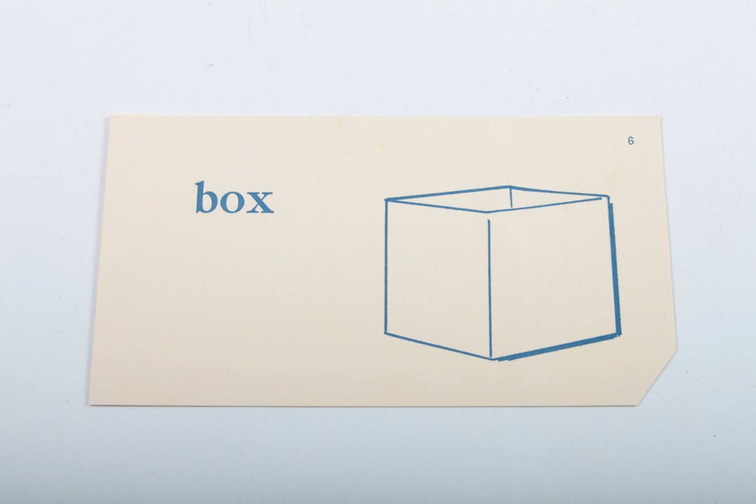BOX Flash Card Sepia Aged Vintage Antique Sight Word Pictures 1950's ...