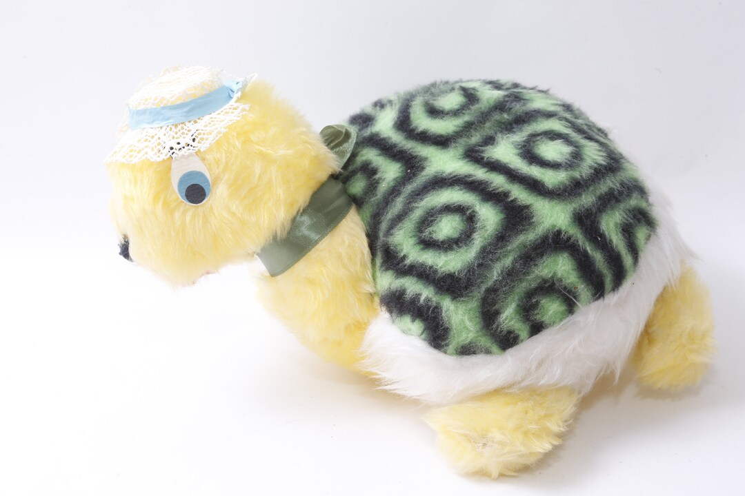 60s Turtle, Yellow, Green, Toy, Figure, 10", Soft, Vintage Plush ...